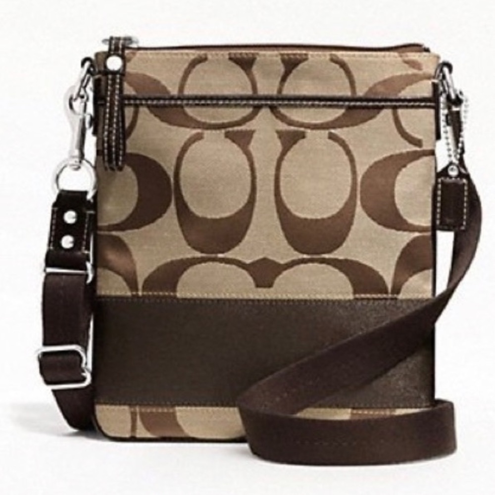 Coach Signature Logo Brown Crossbody Bag - Gem
